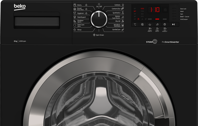 Beko WTV 8612 XBCI Inverter Front Load Washing Machine , 8 kg , Black ...